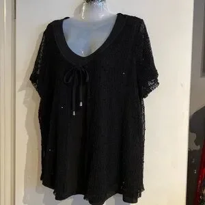 Claire France | Tops | Black 2 Layer Crochet Top W Scattered Tiny ...